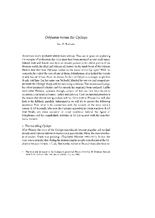 Odysseus versus the Cyclops