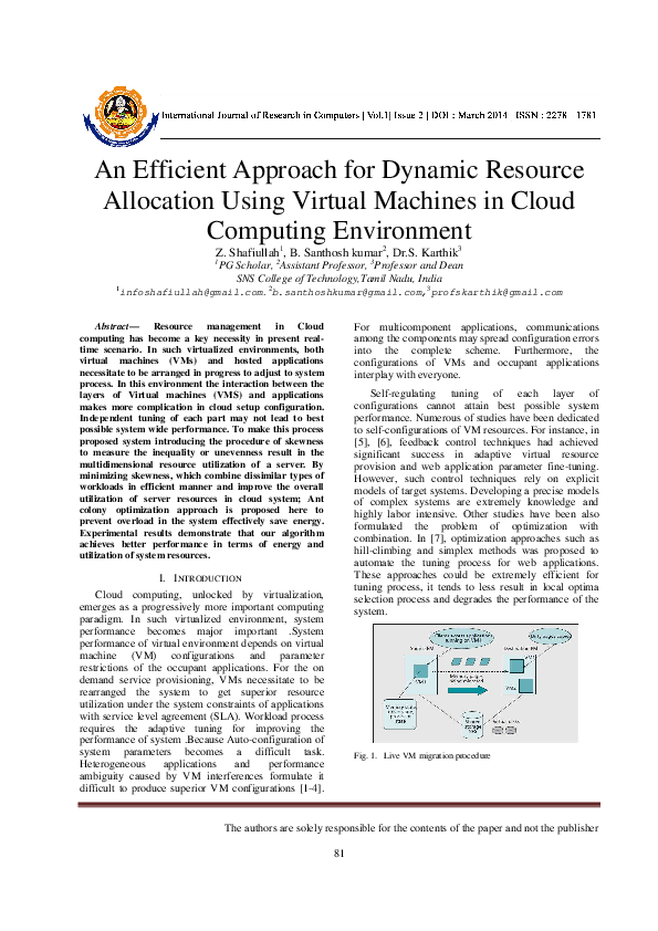Pdf An Efficient Approach For Dynamic Resource Allocation Using