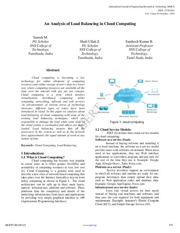 Pdf An Analysis Of Load Balancing In Cloud Computing