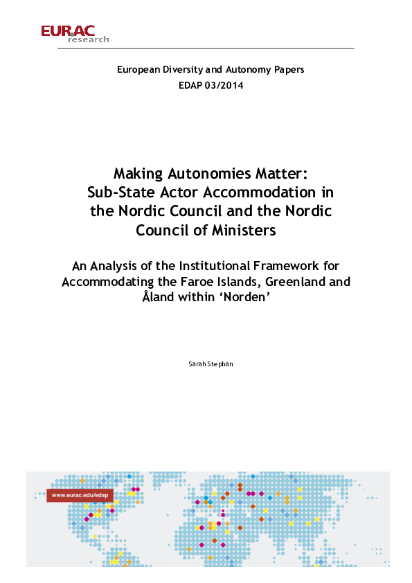 (PDF) Making Autonomies Matter: sub-State Actor Accommodation in the ...