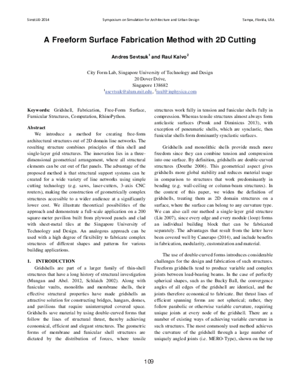 (PDF) A Freeform Surface Fabrication Method with 2D Cutting