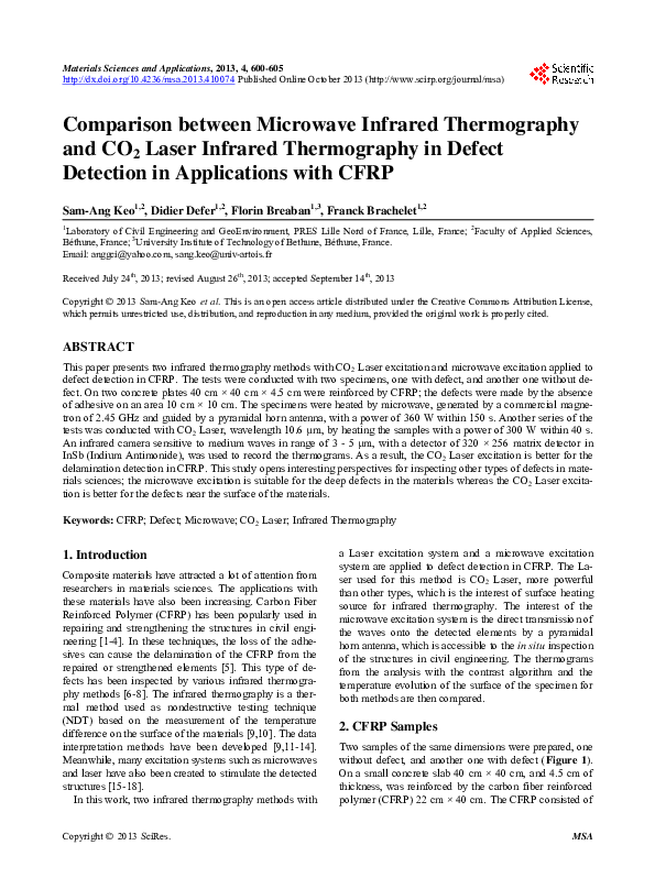 (PDF) Comparison between Microwave Infrared Thermography and CO 2 Laser Infrared Thermography in ...