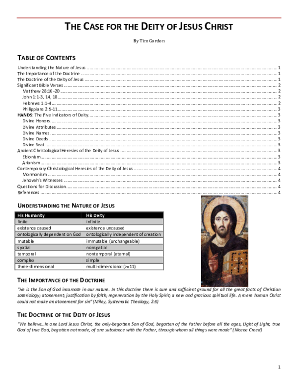 (PDF) The Case for the Deity of Jesus Christ