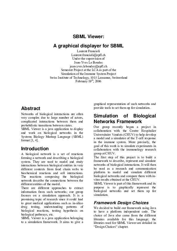 (PDF) SBML Viewer: A graphical displayer for SBML