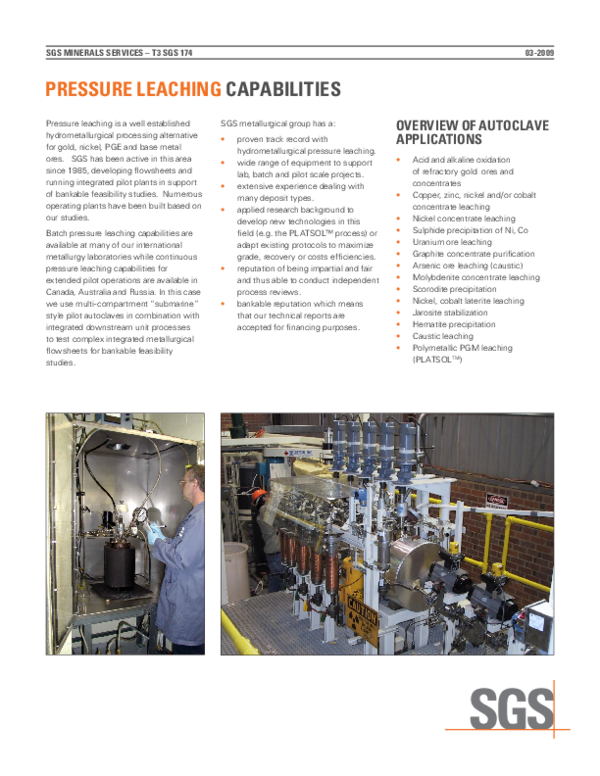 (PDF) SGS MINERALS SERVICES – T3 SGS 174