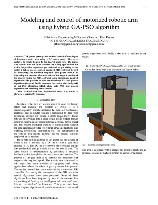 (PDF) Modeling and control of motorized robotic arm using hybrid GA-PSO algorithm