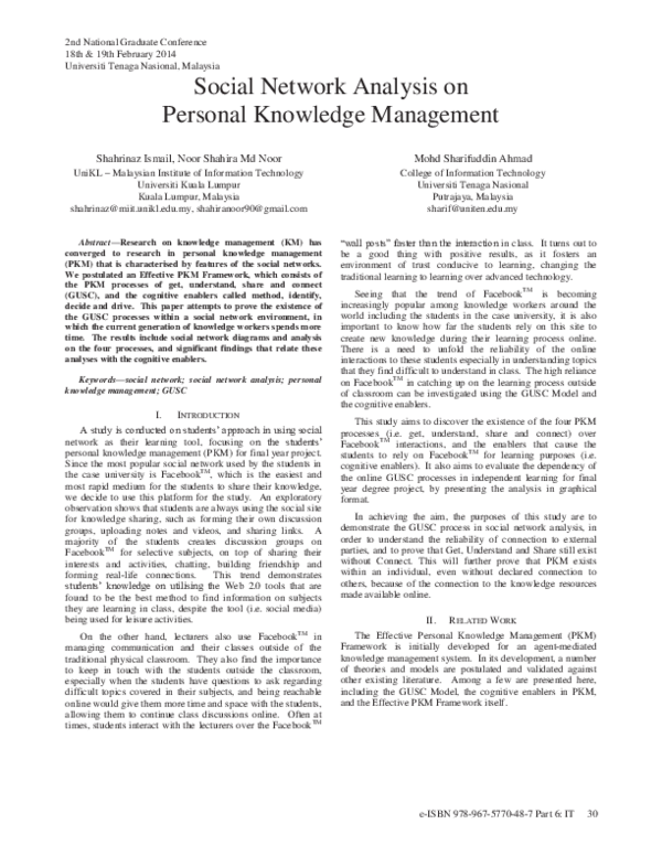 (PDF) Social Network Analysis on Personal Knowledge Management