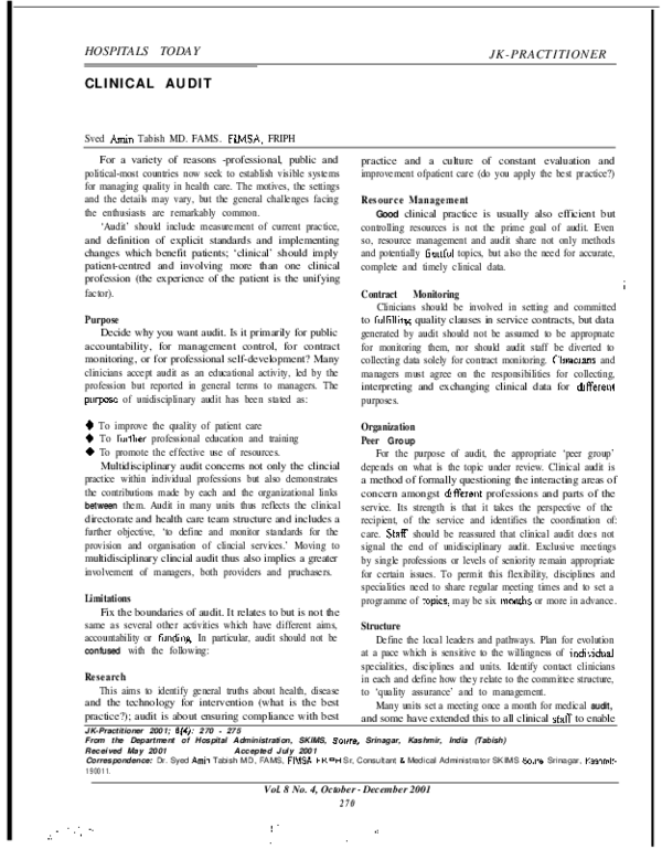 (PDF) CLINICAL AUDIT