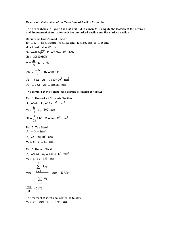 (PDF) Example-1: Calculation of the Transformed Section Properties