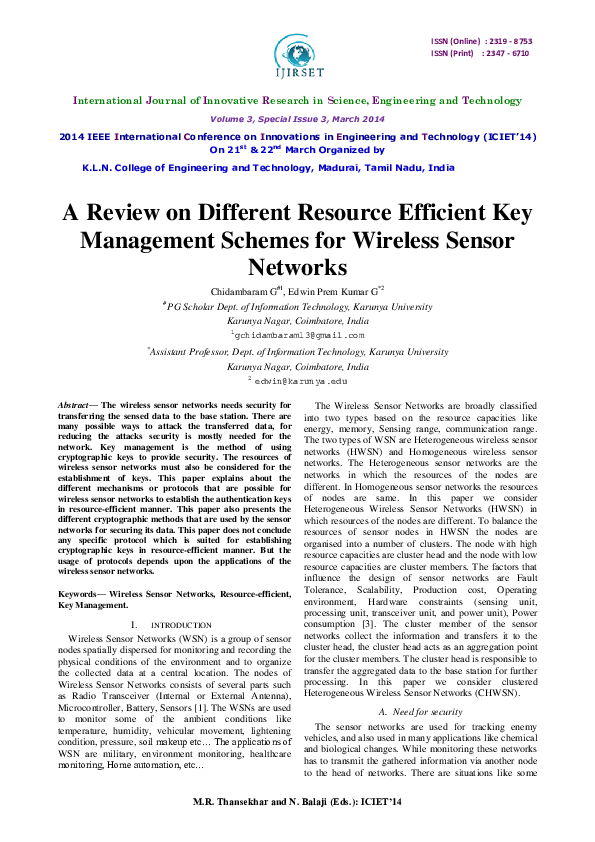 (PDF) March Organized by A Review on Different Resource Efficient Key Management Schemes for ...