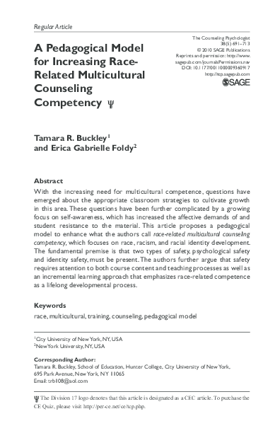 (PDF) A Pedagogical Model for Increasing Race- Related Multicultural ...
