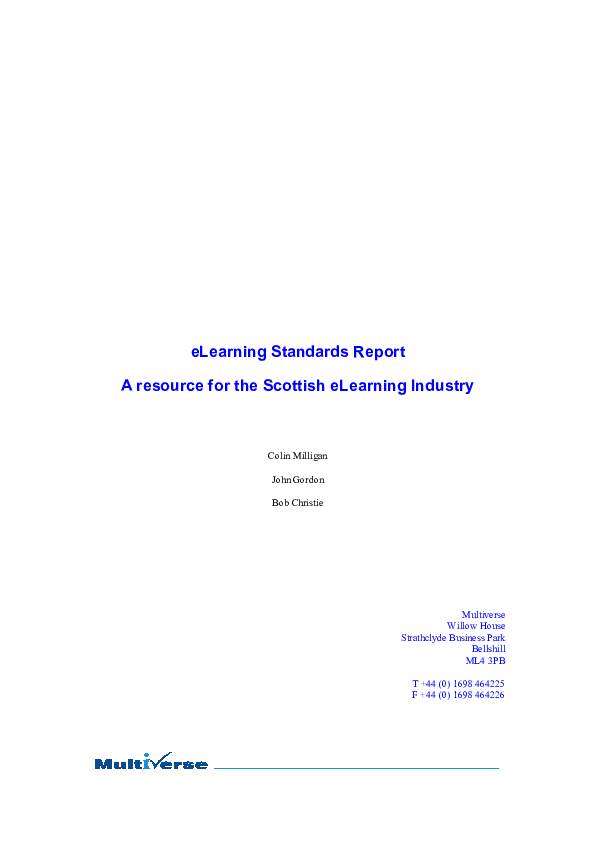 (PDF) eLearning Standards Report; A resource for the Eurolearn. net