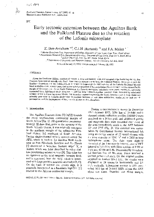 (PDF) Early tectonic extension between the Agulhas Bank and the ...