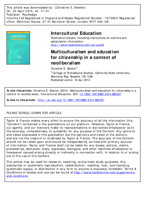 (PDF) Sleeter, Multicultural education and citizenship