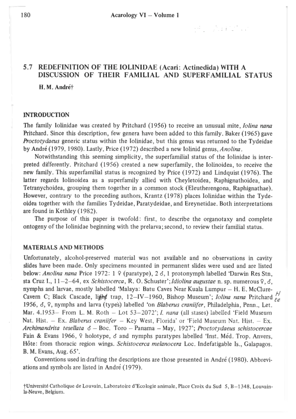 (PDF) Redefinition of the Iolinidae (Acari : Actinedida), with a ...