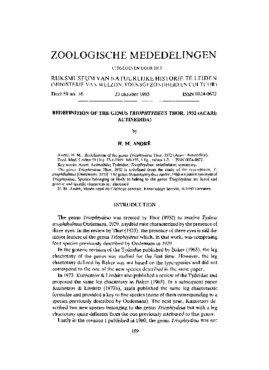 (PDF) Redefinition of the genus Triophtydeus Thor, 1932 (Acari ...
