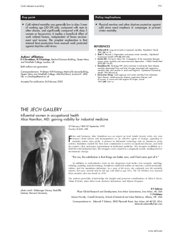 (PDF) Alice Hamilton, MD: gaining visibility for industrial medicine