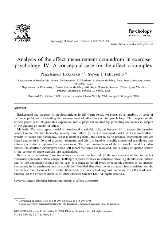 (PDF) Analysis of the affect measurement conundrum in exercise ...