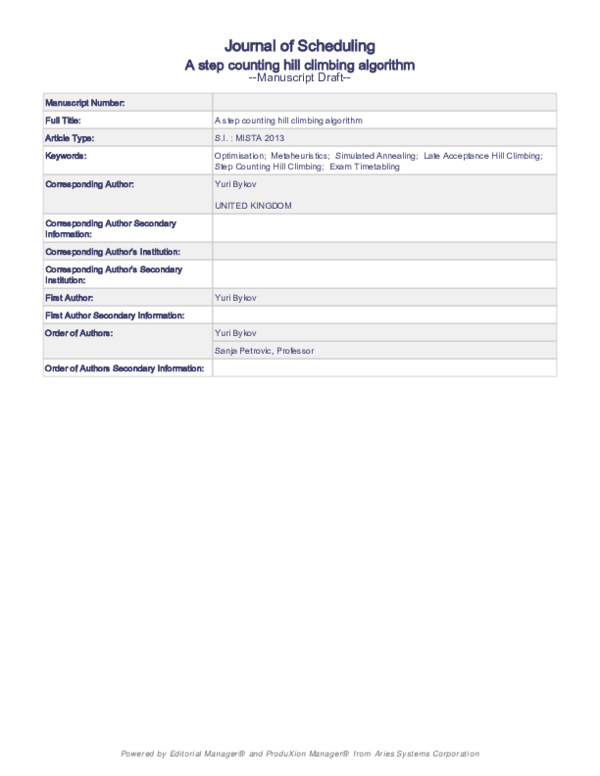 (PDF) Journal of Scheduling A step counting hill climbing algorithm ...