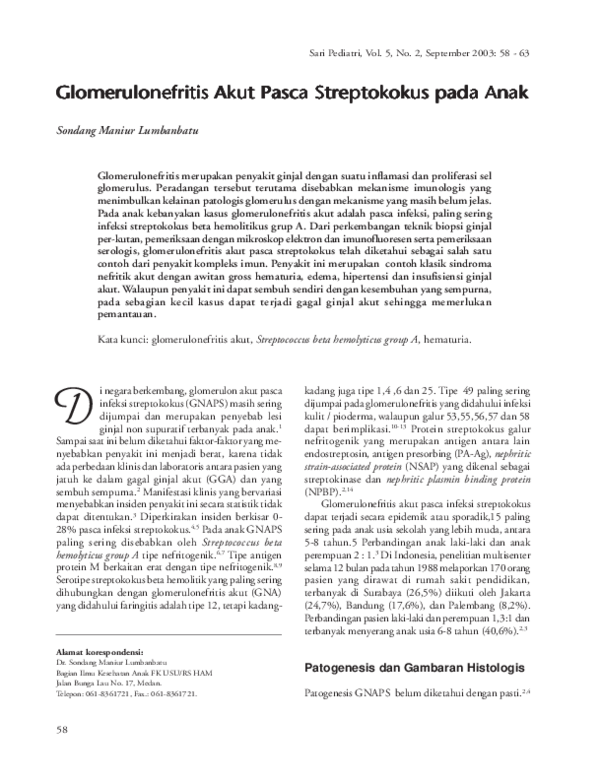 Glomerulonefritis Akut Pasca Streptokokus pada Anak Sondang Maniur ...
