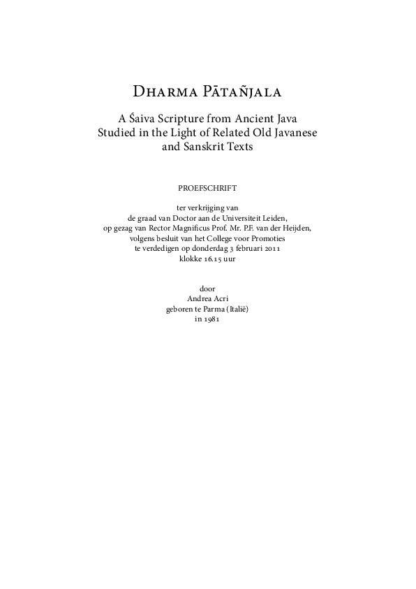 (PDF) D P A Śaiva Scripture from Ancient Java Studied in the Light of ...