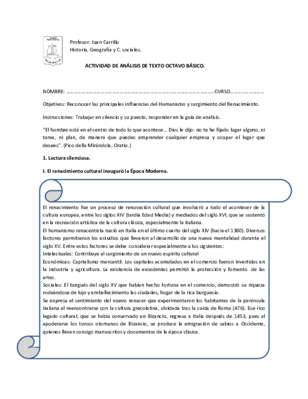 (DOC) ACTIVIDAD DE ANALISIS DE TEXTO OCTAVO BASICO