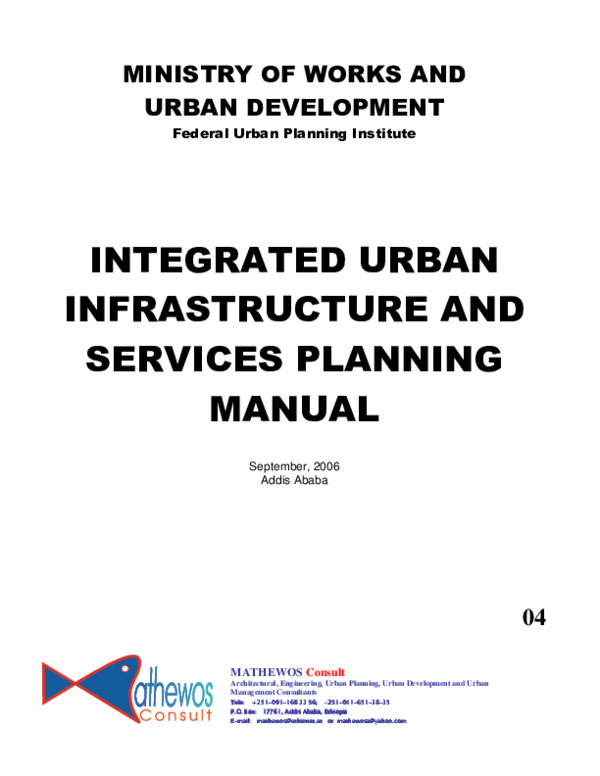 (PDF) INTEGRATED URBAN INFRASTRUCTURE AND SERVICES PLANNING MANUAL