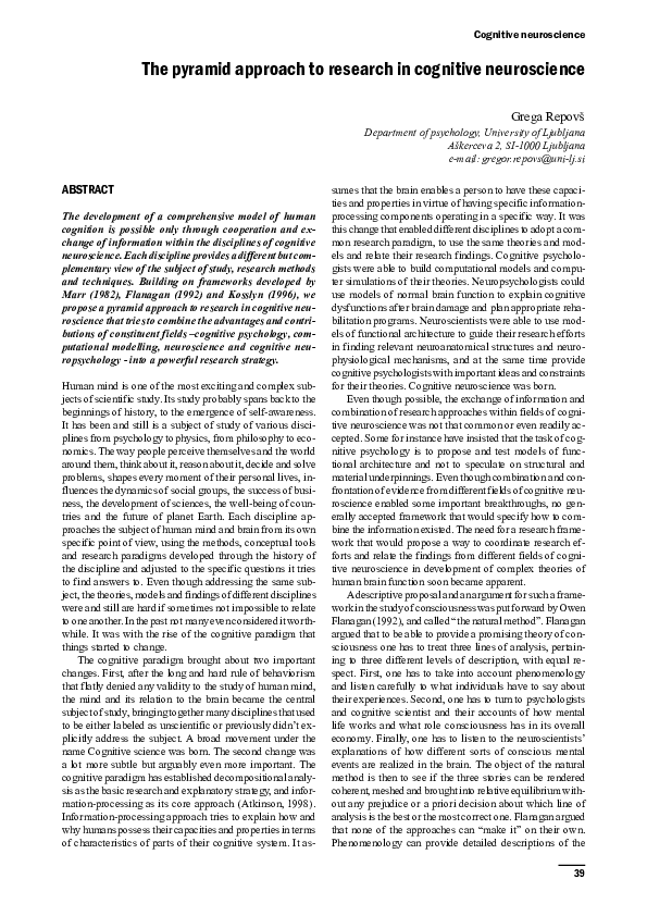 (PDF) The pyramid approach to research in cognitive neuroscience