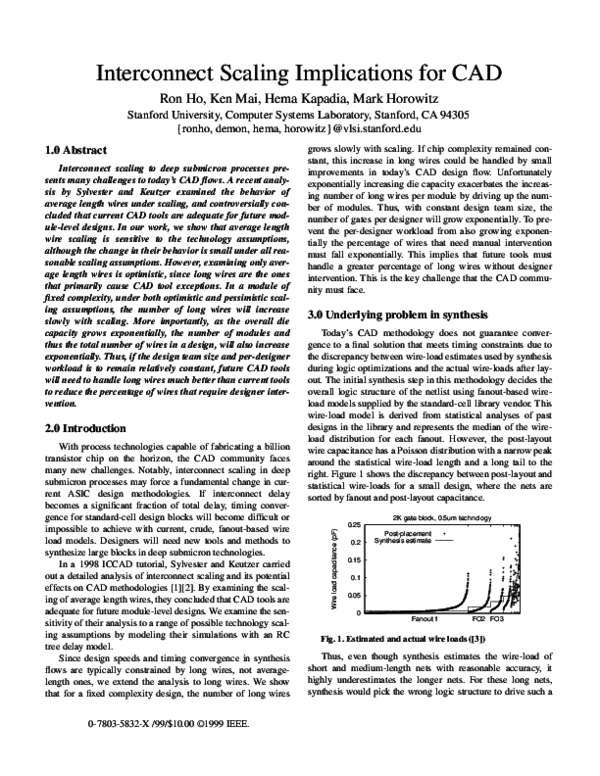 (PDF) Interconnect scaling implications for CAD