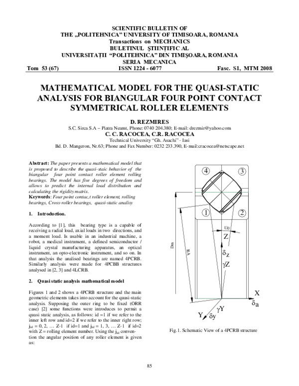 (PDF) MATHEMATICAL MODEL FOR THE QUASI-STATIC ANALYSIS FOR BIANGULAR ...