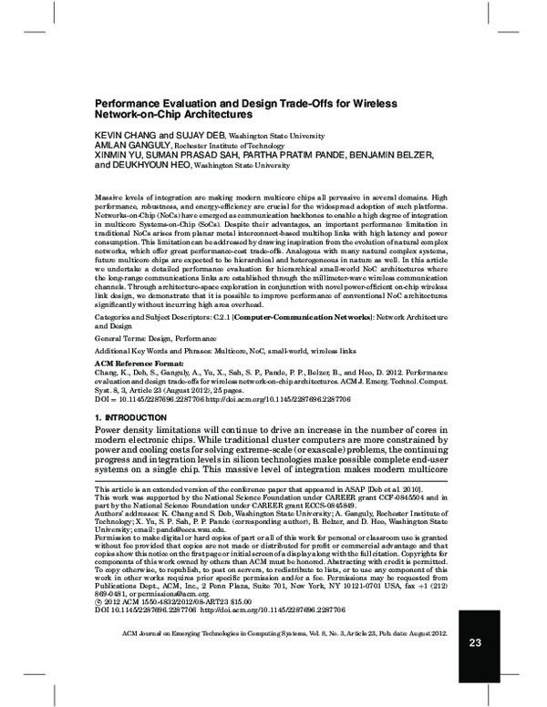 (PDF) Performance evaluation and design trade-offs for wireless Network-on-Chip architectures