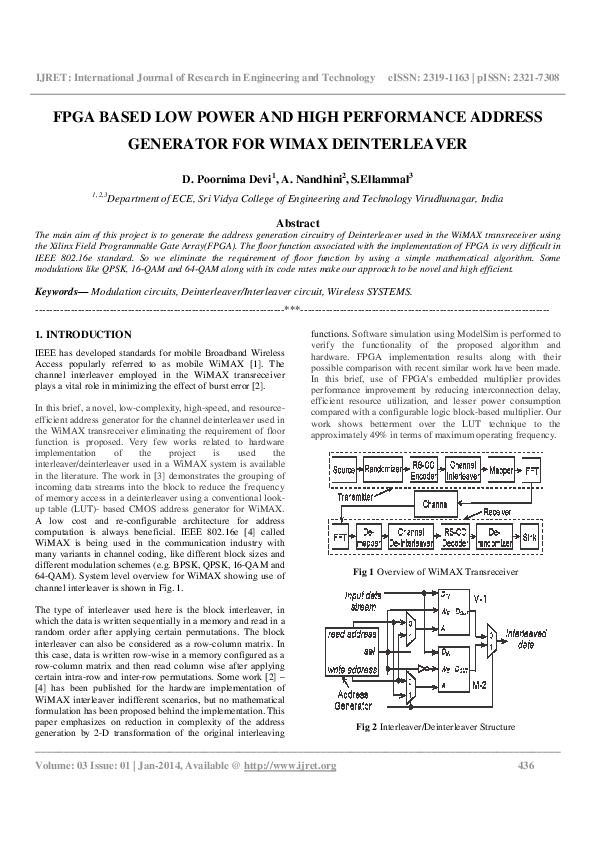 Pdf Fpga Based Low Power And High Performance Address Generator For