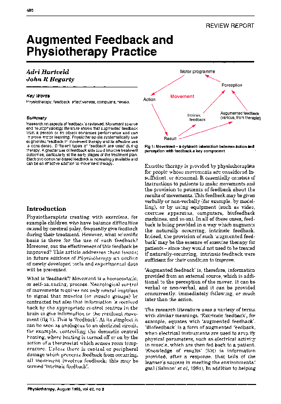 (PDF) Augmented Feedback and Physiotherapy Practice