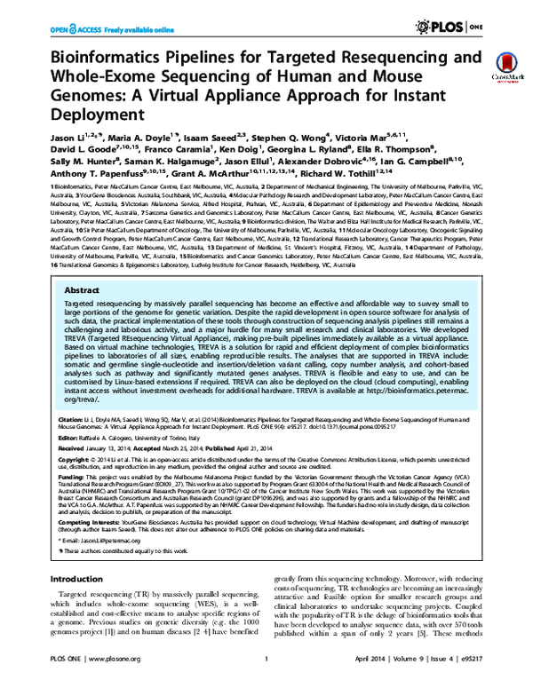 (PDF) Bioinformatics Pipelines for Targeted Resequencing and Whole-Exome Sequencing of Human and ...