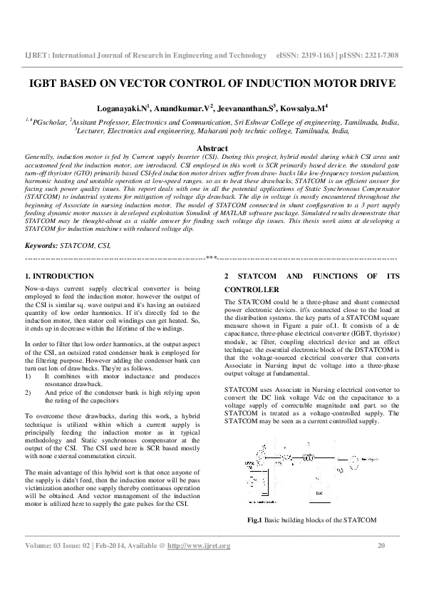 Pdf Igbt Based On Vector Control Of Induction Motor Drive