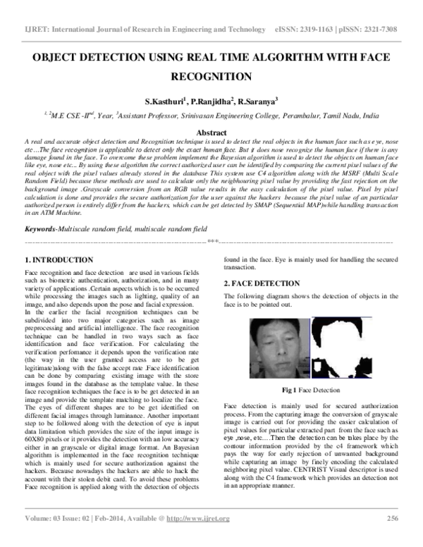 Pdf Object Detection Using Real Time Algorithm With Face Recognition 4003
