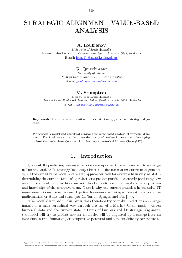 (PDF) STRATEGIC ALIGNMENT VALUE-BASED ANALYSIS
