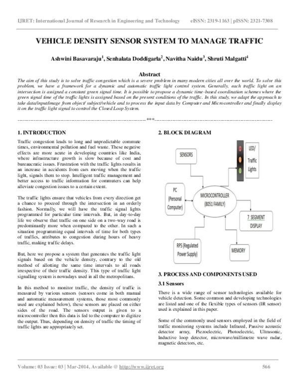 (PDF) VEHICLE DENSITY SENSOR SYSTEM TO MANAGE TRAFFIC