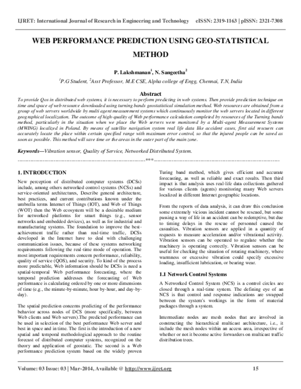 (PDF) WEB PERFORMANCE PREDICTION USING GEO-STATISTICAL METHOD