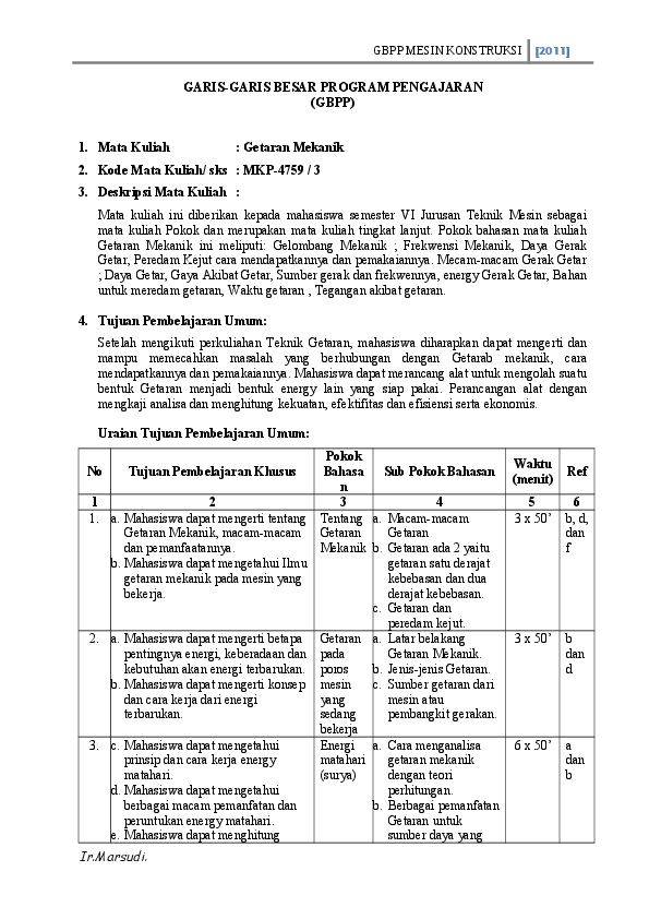 (DOC) GARIS-GARIS BESAR PROGRAM PENGAJARAN (GBPP) Uraian Tujuan ...