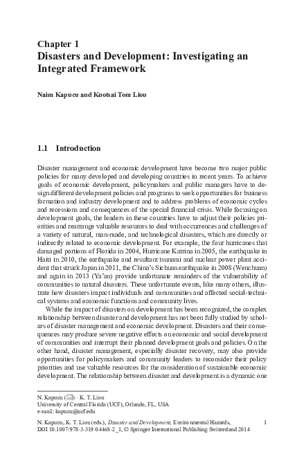 (PDF) Disaster & development: Examining global issues and cases