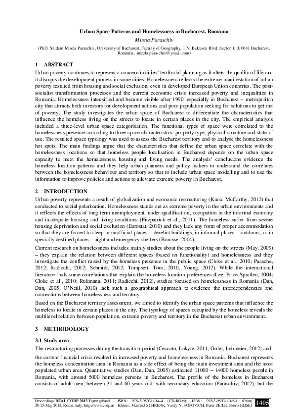 (PDF) Urban Space Patterns and Homelessness in Bucharest, Romania ...