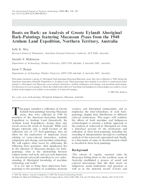 (PDF) Boats on Bark: an Analysis of Groote Eylandt Aboriginal Bark ...