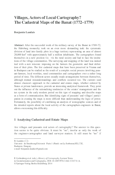 Villages, Actors of Local Cartography? The Cadastral Maps of the Banat ...
