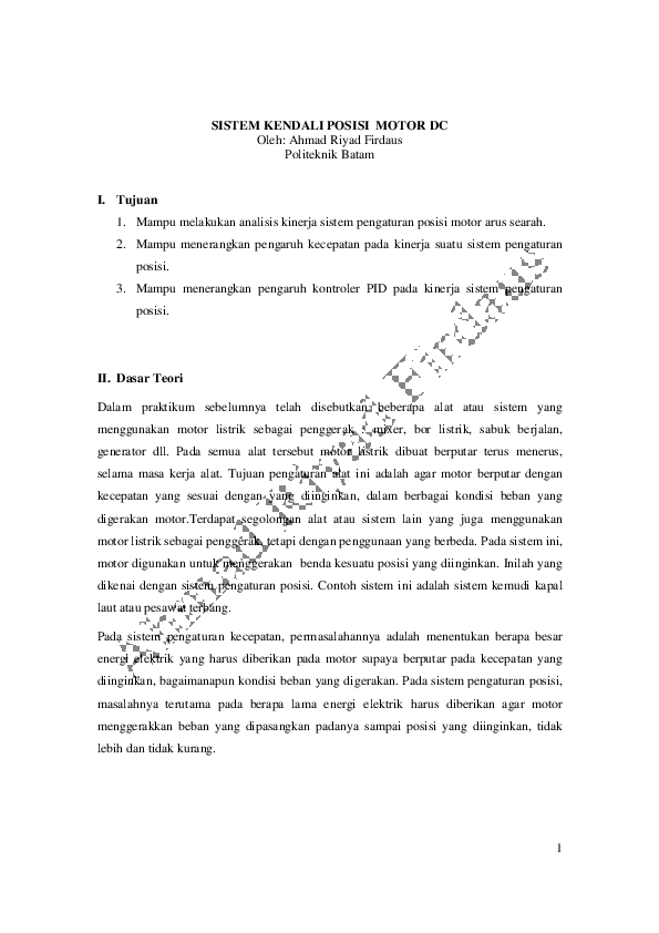 (PDF) SISTEM KENDALI POSISI MOTOR DC Oleh: Ahmad Riyad Firdaus ...
