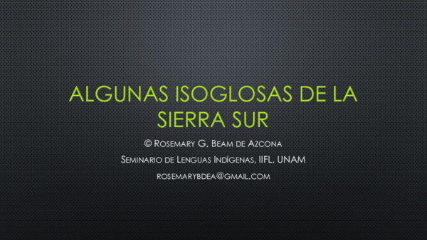 (PDF) Algunas isoglosas de la Sierra Sur