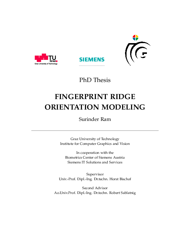 Pdf Biometrics Demo Center Fingerprint Ridge Orientation Modeling