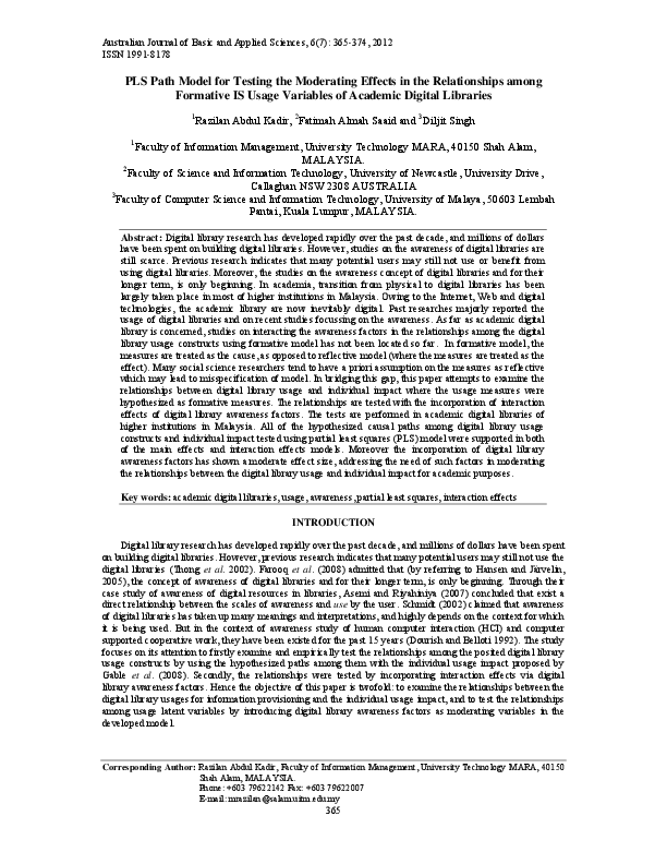 Pls Path Model For Testing The Moderating Effects In The Relationships