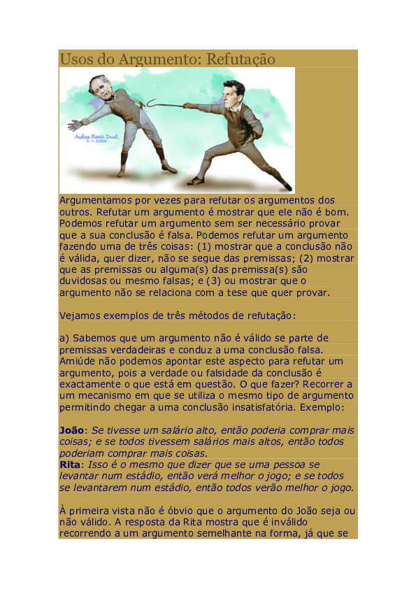(DOC) Usos do Argumento: Refutação