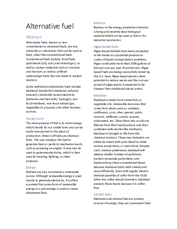 (PDF) Alternative fuel